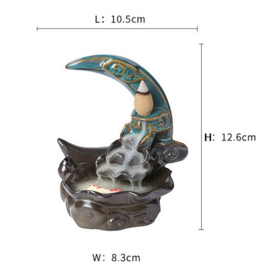 Moon Backflow Incense Burner Stick Holder With Waterfall - Etsy