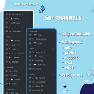 Blue & White Discord Server Template: 50+ Roles, 30+ Channels (instant ...