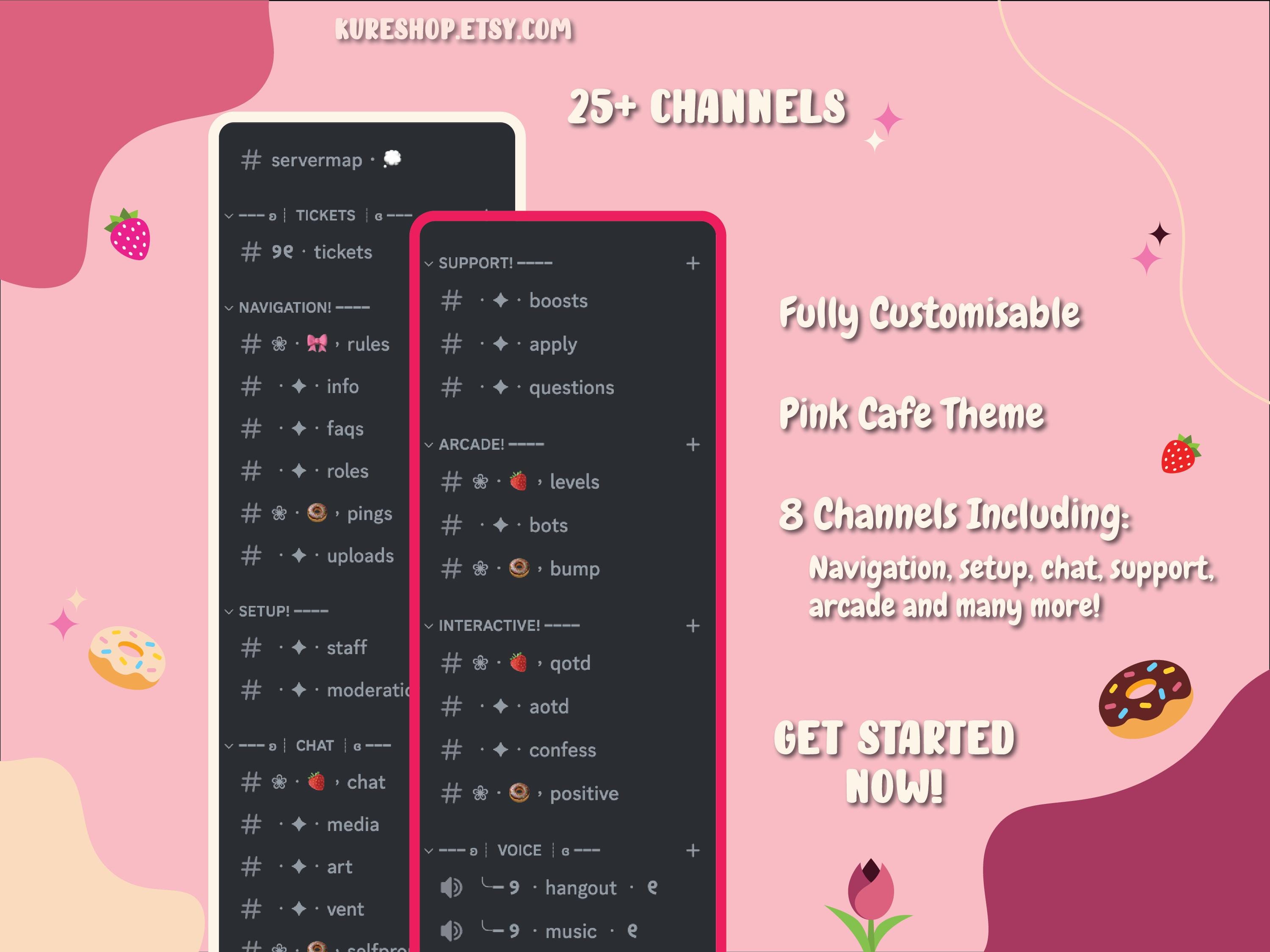 Pink Strawberry Cafe Discord Server Template: Community Design (instant ...