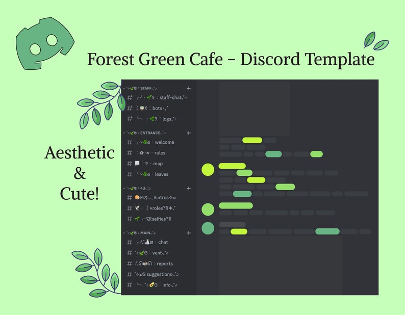Discord Server Template - Forest Green Cafe Aesthetic Community - Etsy
