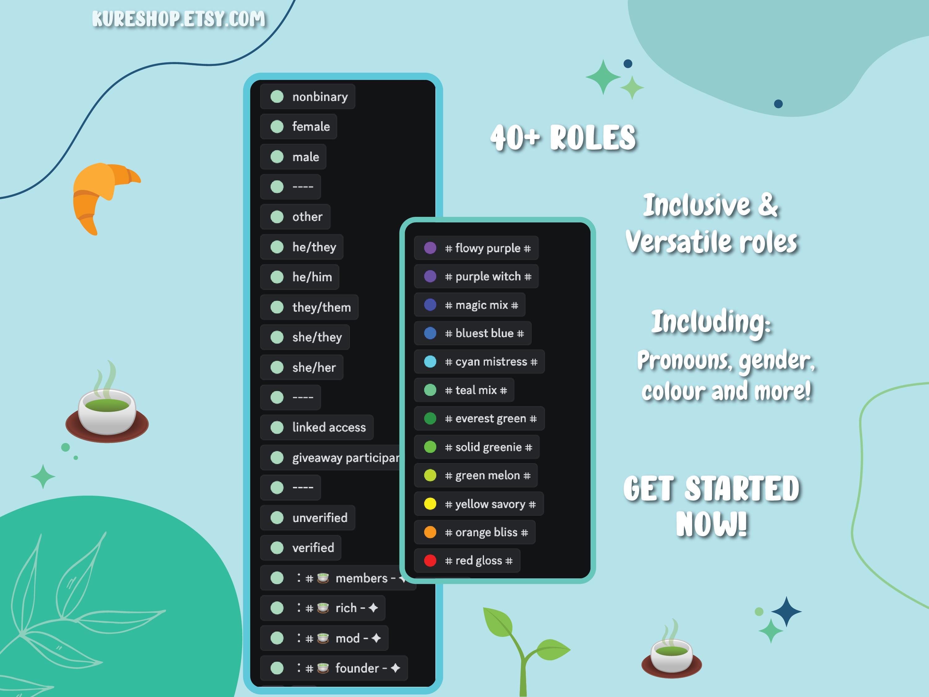 Discord Server Template: Green Tea Aesthetic Theme | 40+ Roles, 20 ...