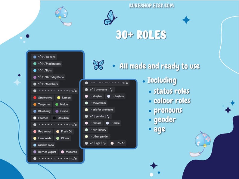 Blue & White Discord Server Template: 50+ Roles, 30+ Channels (instant ...
