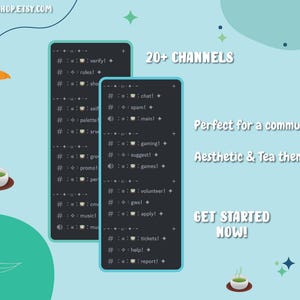 Discord Server Template: Green Tea Aesthetic Theme | 40+ Roles, 20 ...