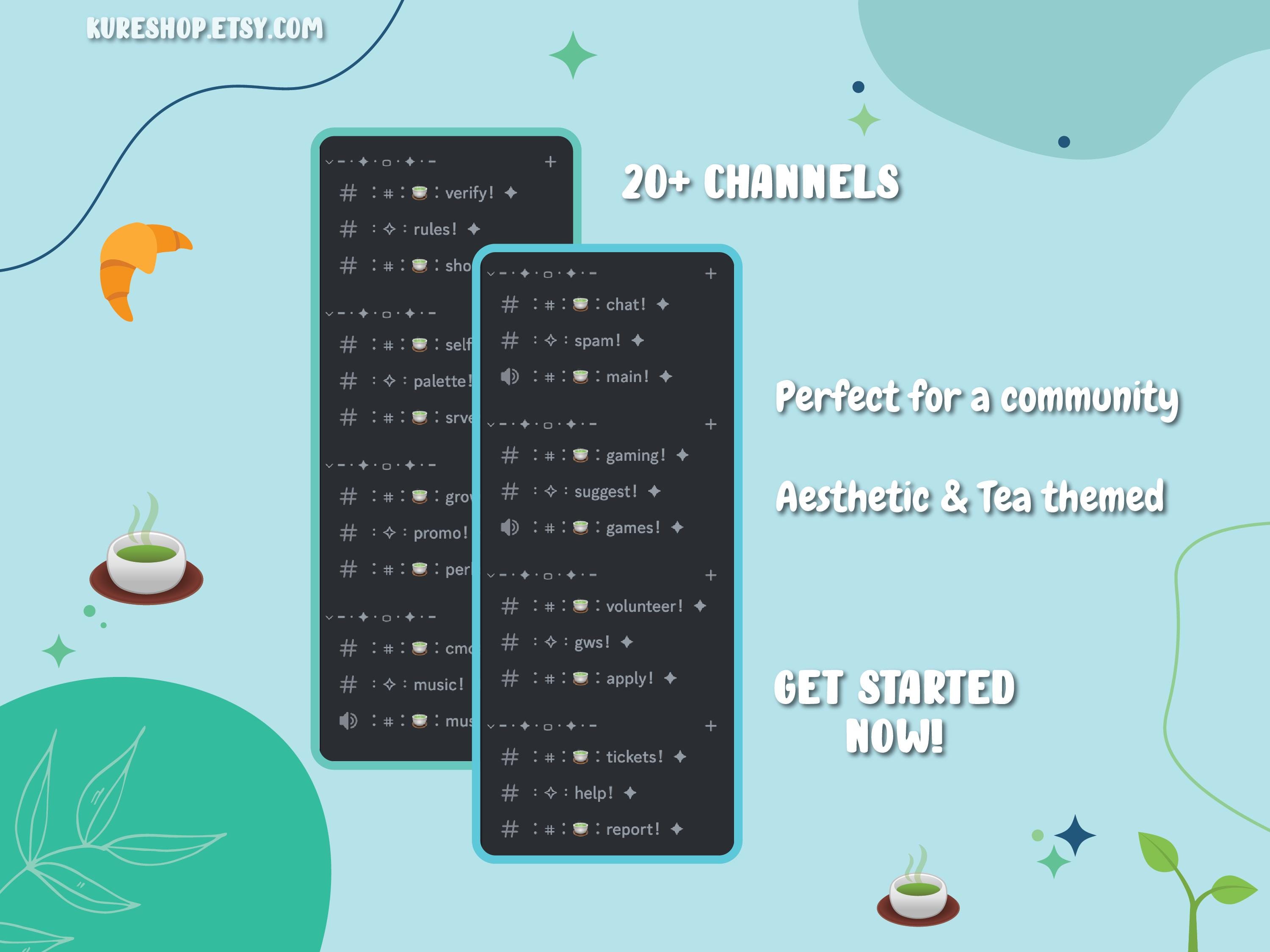 Green Tea Aesthetic Discord Server Template: 40+ Roles, 20+ Channels ...