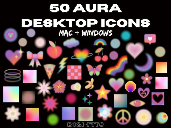 50 Desktop Icon Set Folder Icons for Mac Windows Aura - Etsy