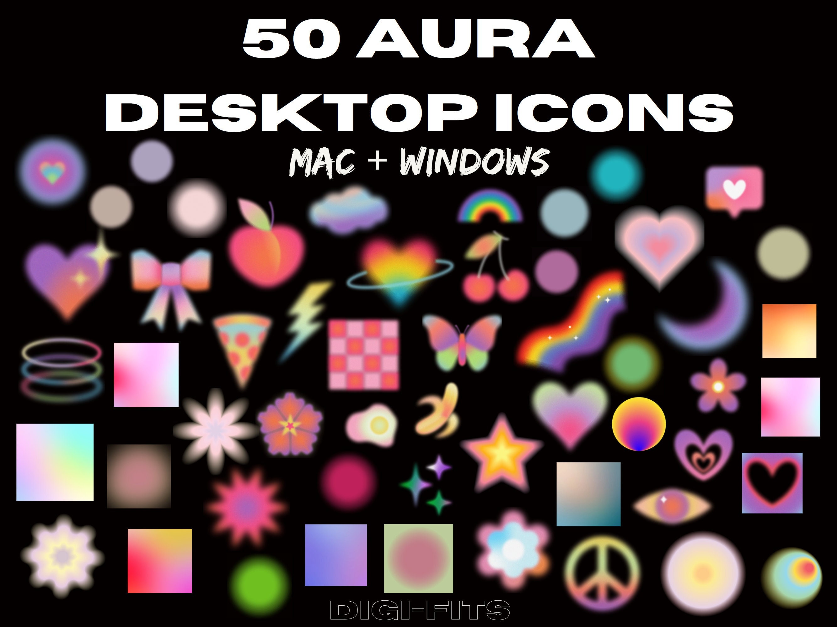 50 Desktop Icon Set | Folder Icons for Mac + Windows | Aura Aesthetic ...
