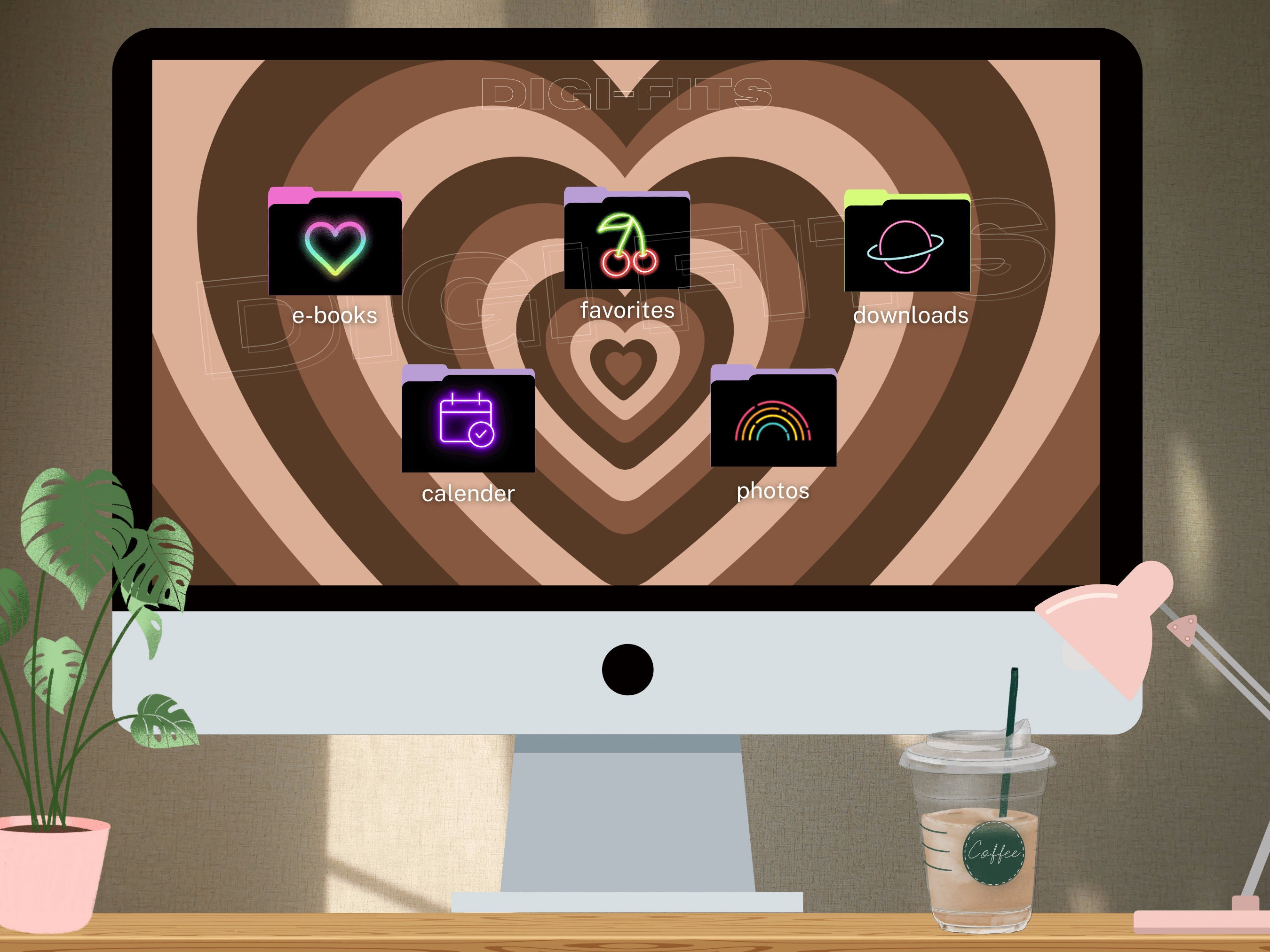 150 Desktop Icon Set Black Folder Icons for Mac + Windows | Neon Lights ...