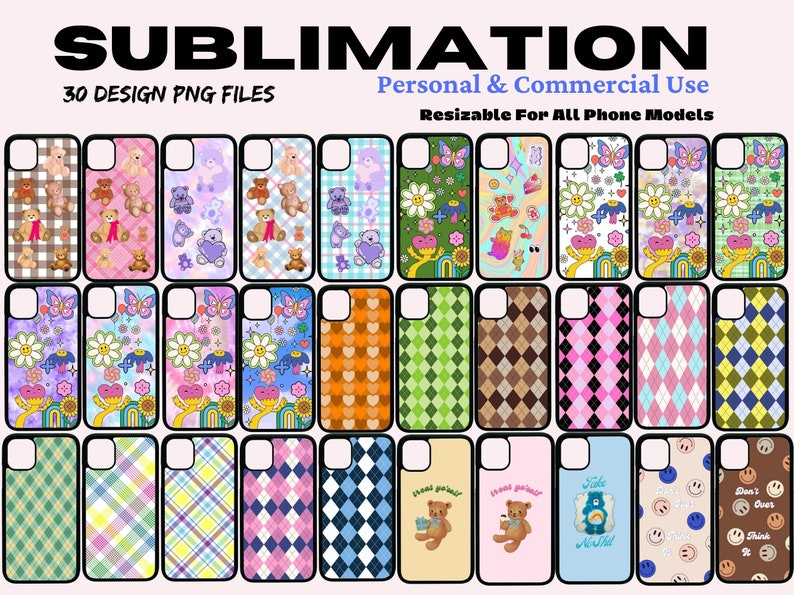 PNG Phone Case Sublimation Designs | Y2K Groovy Smiley Argyle iPhone ...