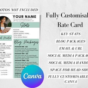 Blogger Rate Card - Canva Templates - Rate Card - Content Creators ...