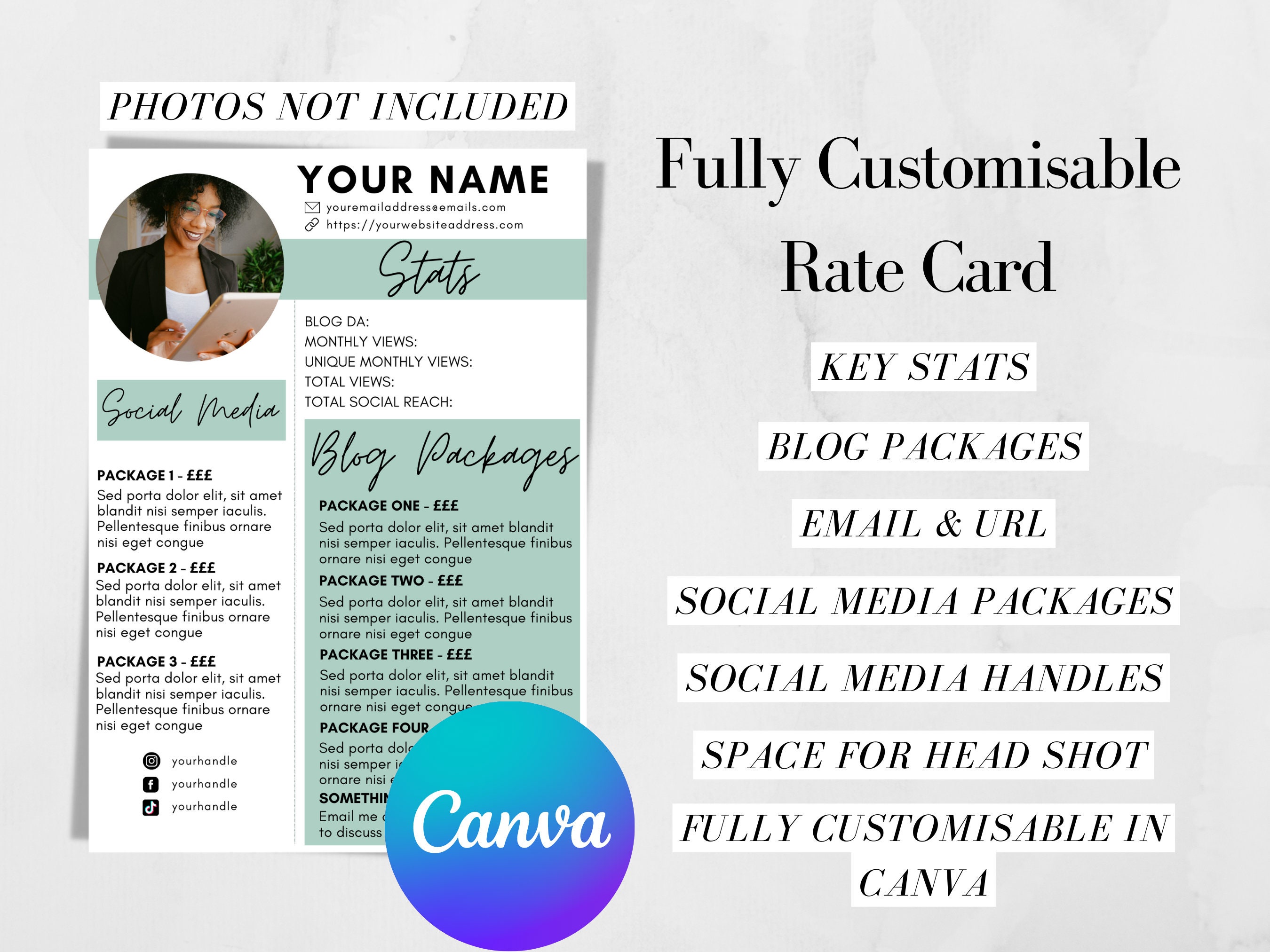Blogger Rate Card Canva Templates Rate Card Content Creators Rate Card ...