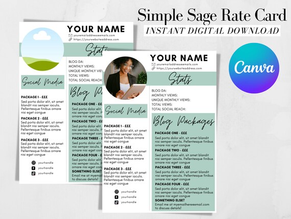 Blogger Rate Card Canva Templates Rate Card Content | Etsy