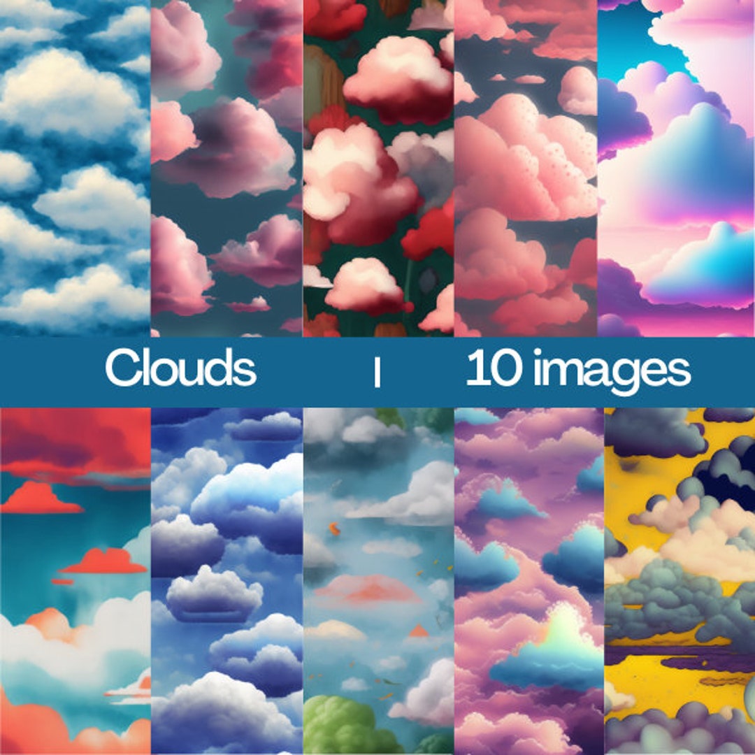 Seamless Clouds, Digital Paper, Sunny Sky, Repeating Pattern, Blue ...