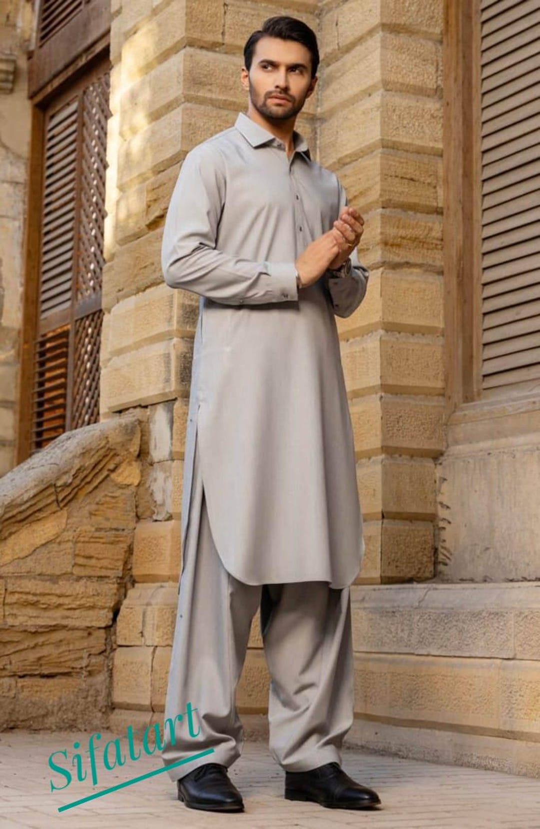 Men's Gray Kameez Shalwar: Handmade Pakistani Kurta Salwar - Etsy