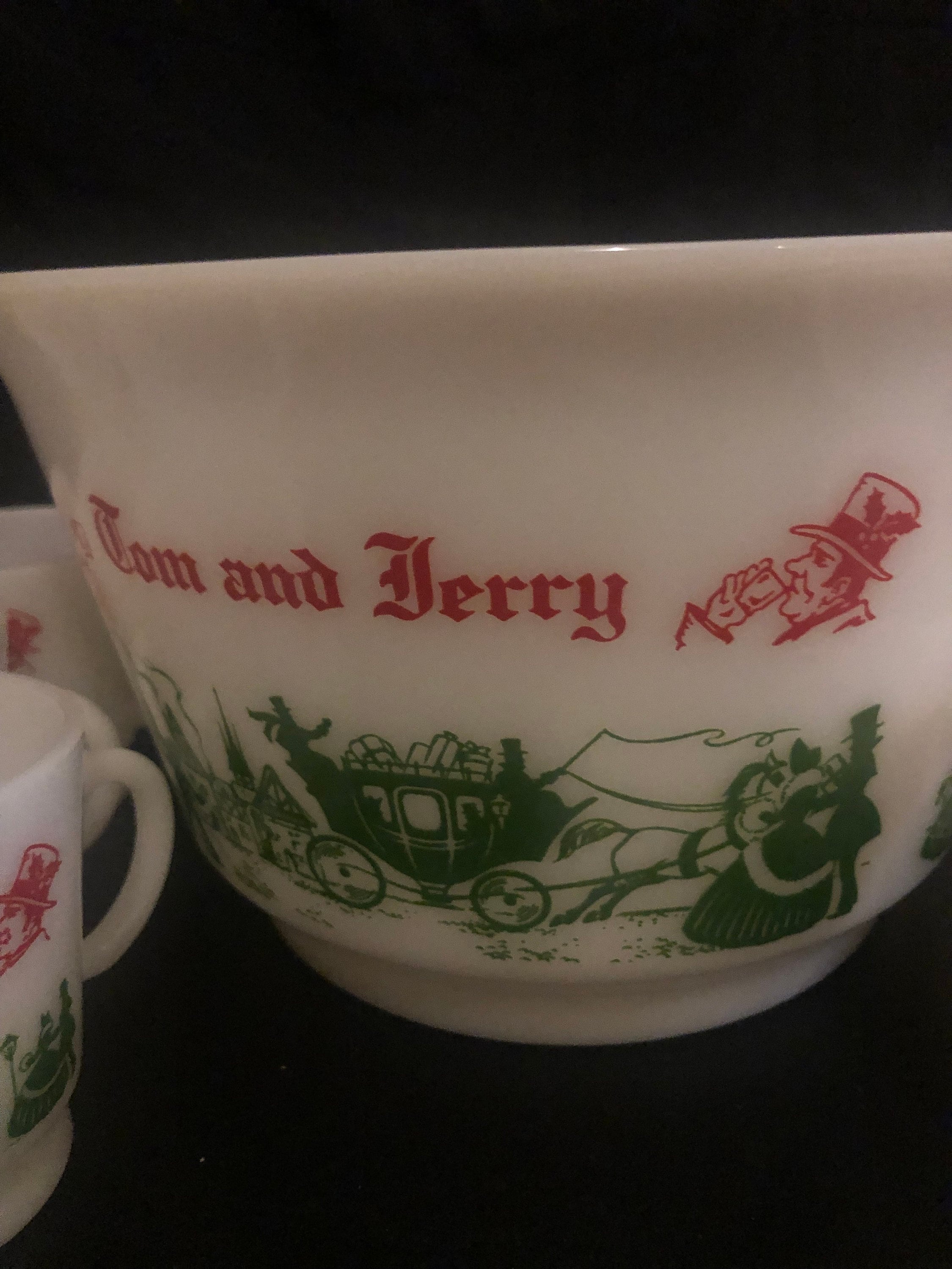 Vintage Hazel Atlas Tom and Jerry Punch Bowl Set - Etsy