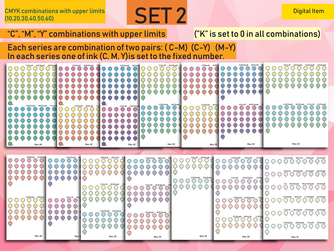CMYK Combinations CMYK Sets CMYK Color Tables - Etsy