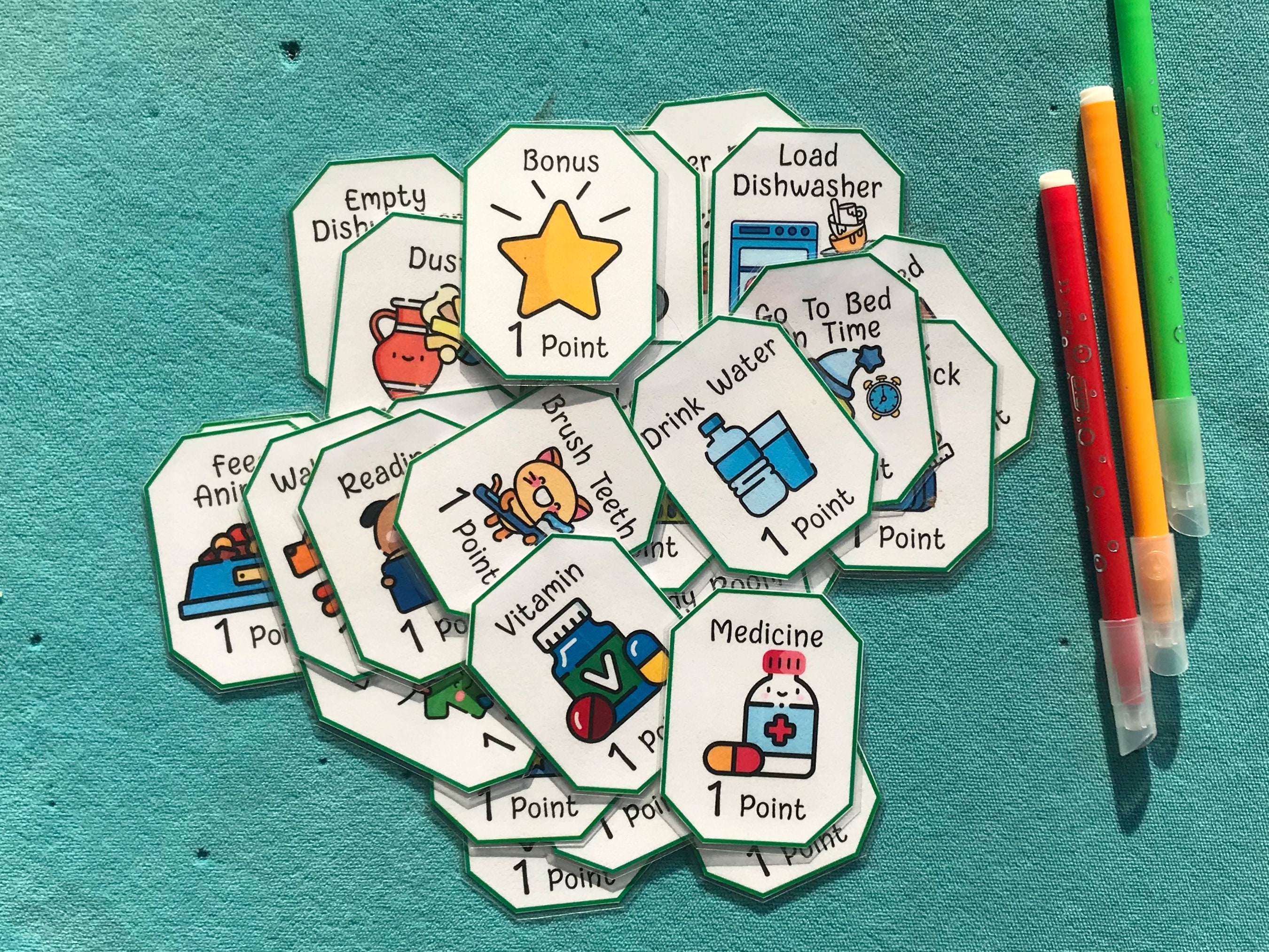 Kids Chore Reward Cards With Points Printable Toddler - Etsy