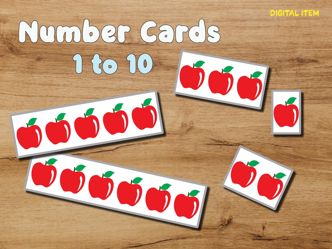 Number Cards With Apples for Pre K & Primary School Math - Etsy