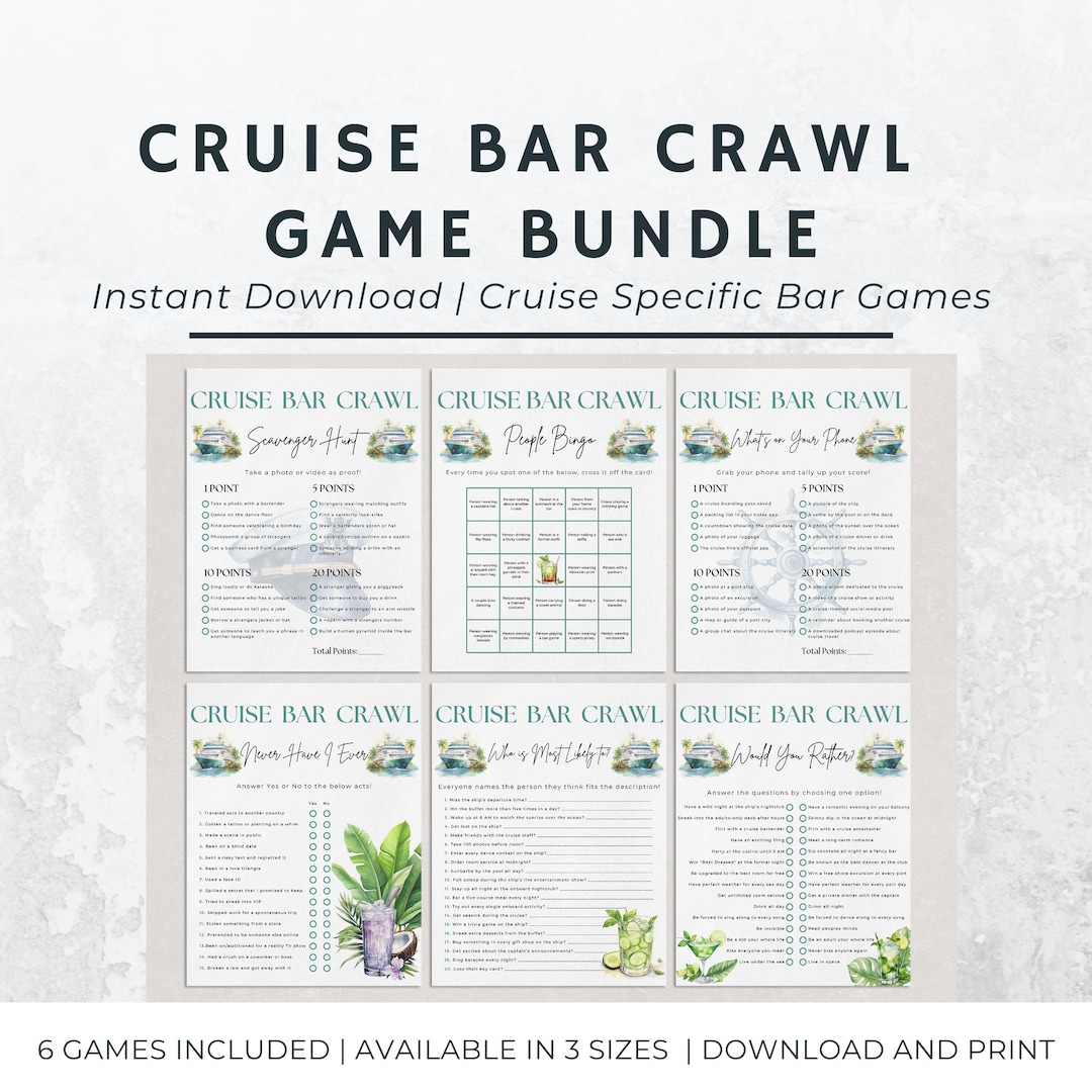 Cruise Bar Crawl Game Bundle Birthday Cruise Ship Drinking Games ...