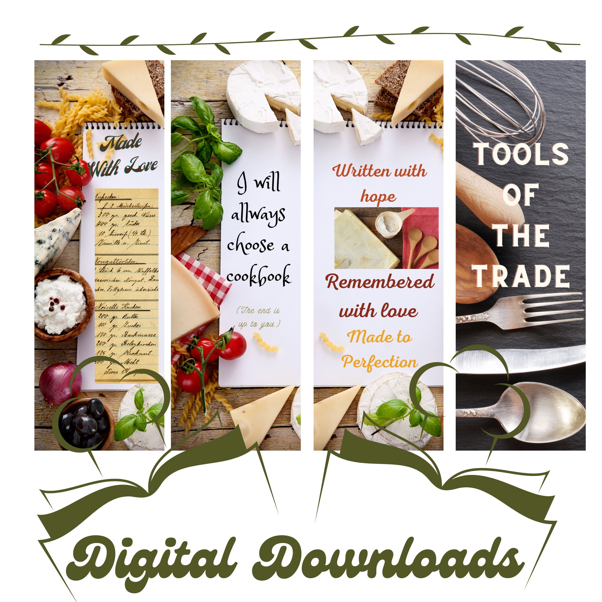 Cooking Themed Cookbook Bookmarks Digital Download - Etsy