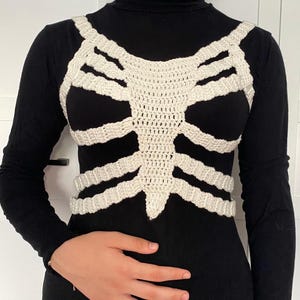 Crochet Skeleton Corset, Crochet Halloween Skeleton Top, Grunge ...