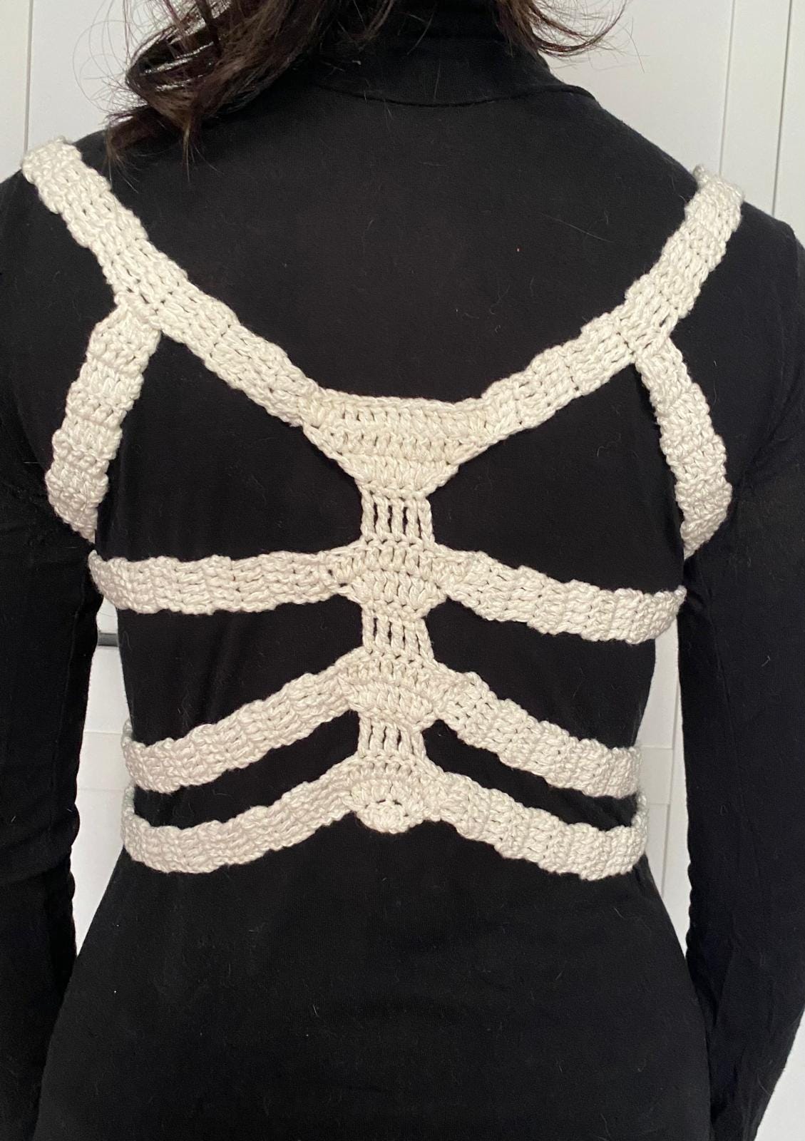 Crochet Skeleton Corset, Crochet Halloween Skeleton Top, Grunge ...