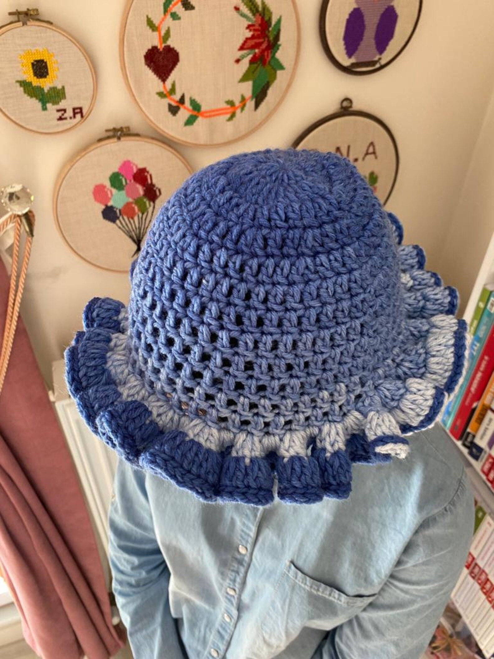 Crochet Ruffle Bucket Hat Pink Crochet Frilly Cool Beanie Hat - Etsy