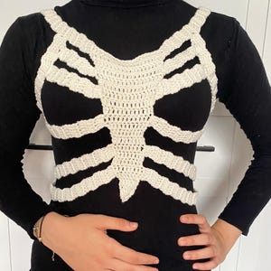 Crochet Skeleton Corset, Crochet Halloween Skeleton Top, Grunge ...