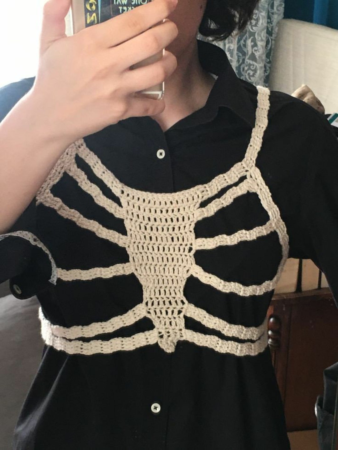 Crochet Skeleton Corset, Crochet Halloween Skeleton Top, Grunge ...
