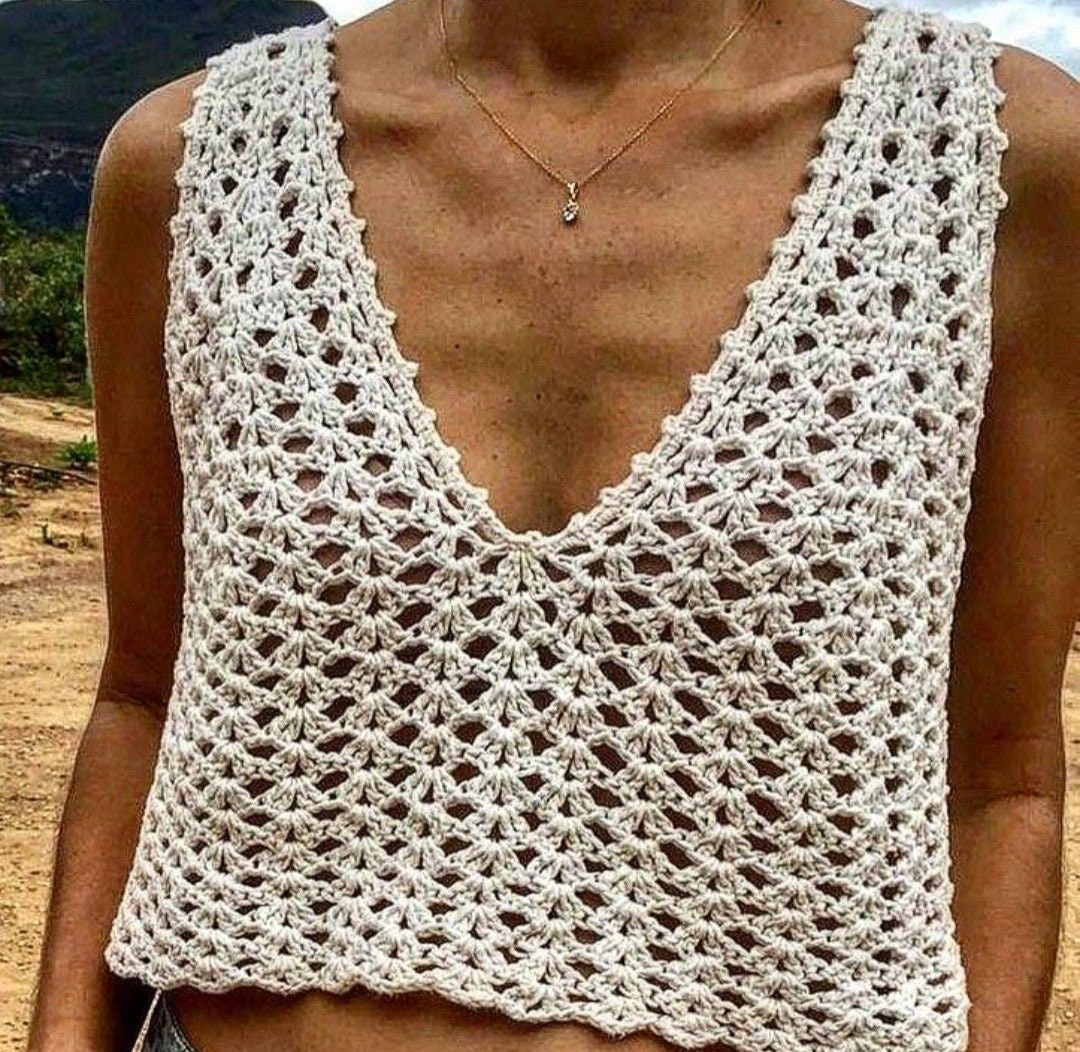 Handmade Crochet White Lace Top,crochet Vintage Style Blouse,knit Cover ...