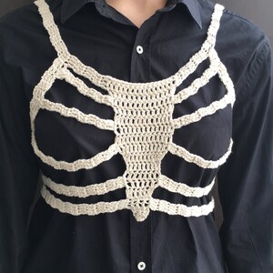 Crochet Skeleton Corset, Crochet Halloween Skeleton Top, Grunge ...