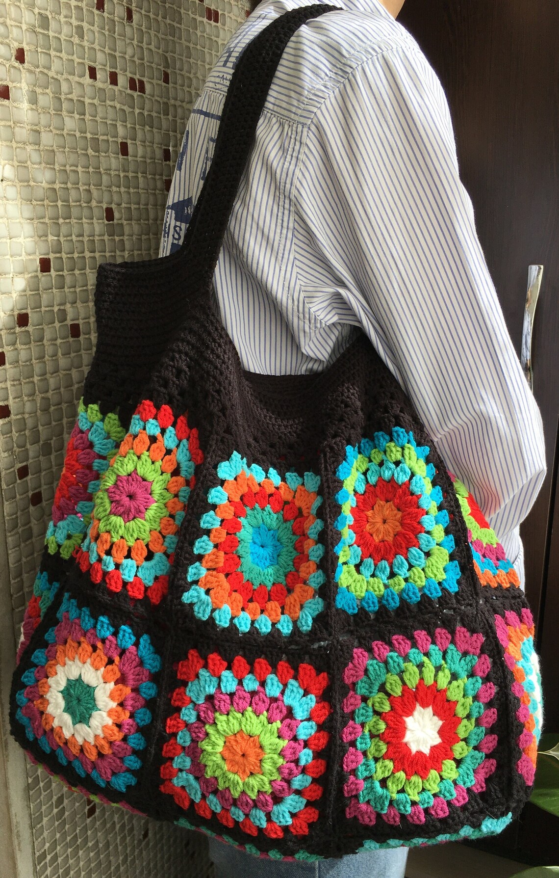 Crochet Granny Square Bag Crochet Afghan Purse Retro Bag - Etsy