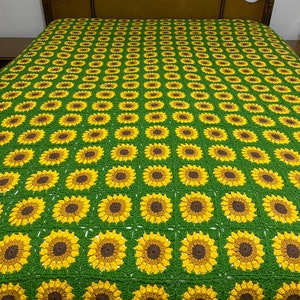 Crocheted Sunflower Granny Square Blanket,knit Beige Sunflower Bedspread,crochet Afghan,custom ...