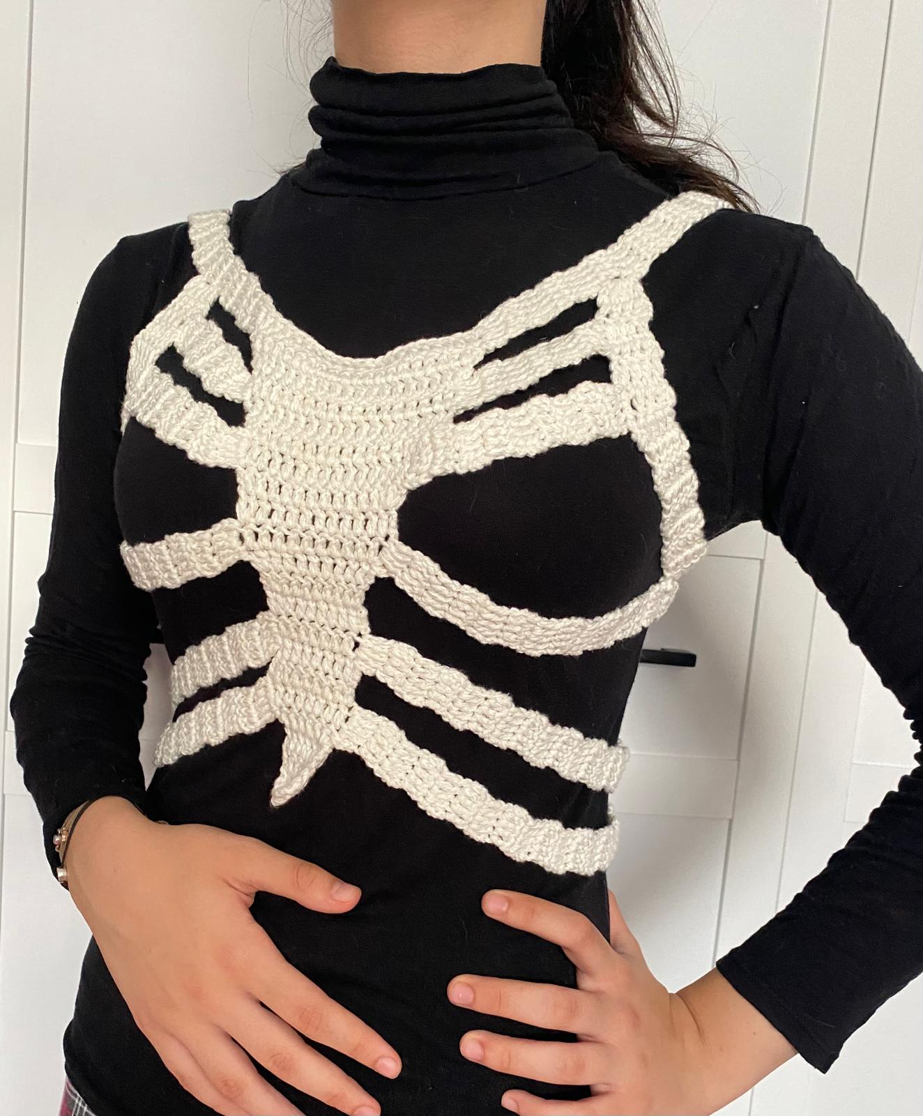 Crochet Skeleton Corset, Crochet Halloween Skeleton Top, Grunge ...
