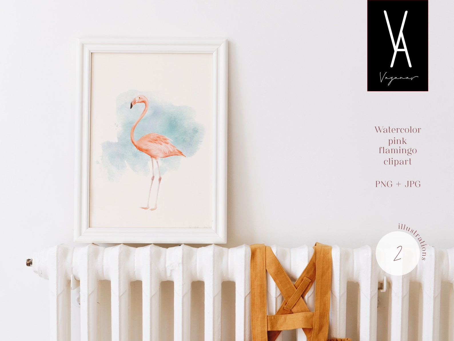 Watercolor Pink Flamingo Hand Painted Clipart Digital Print Nursery ...
