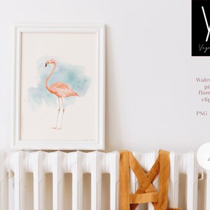 Watercolor Pink Flamingo - Hand Painted Clipart - Digital Print ...