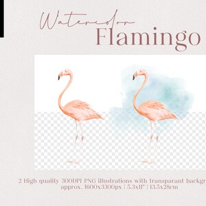 Watercolor Pink Flamingo - Hand Painted Clipart - Digital Print ...