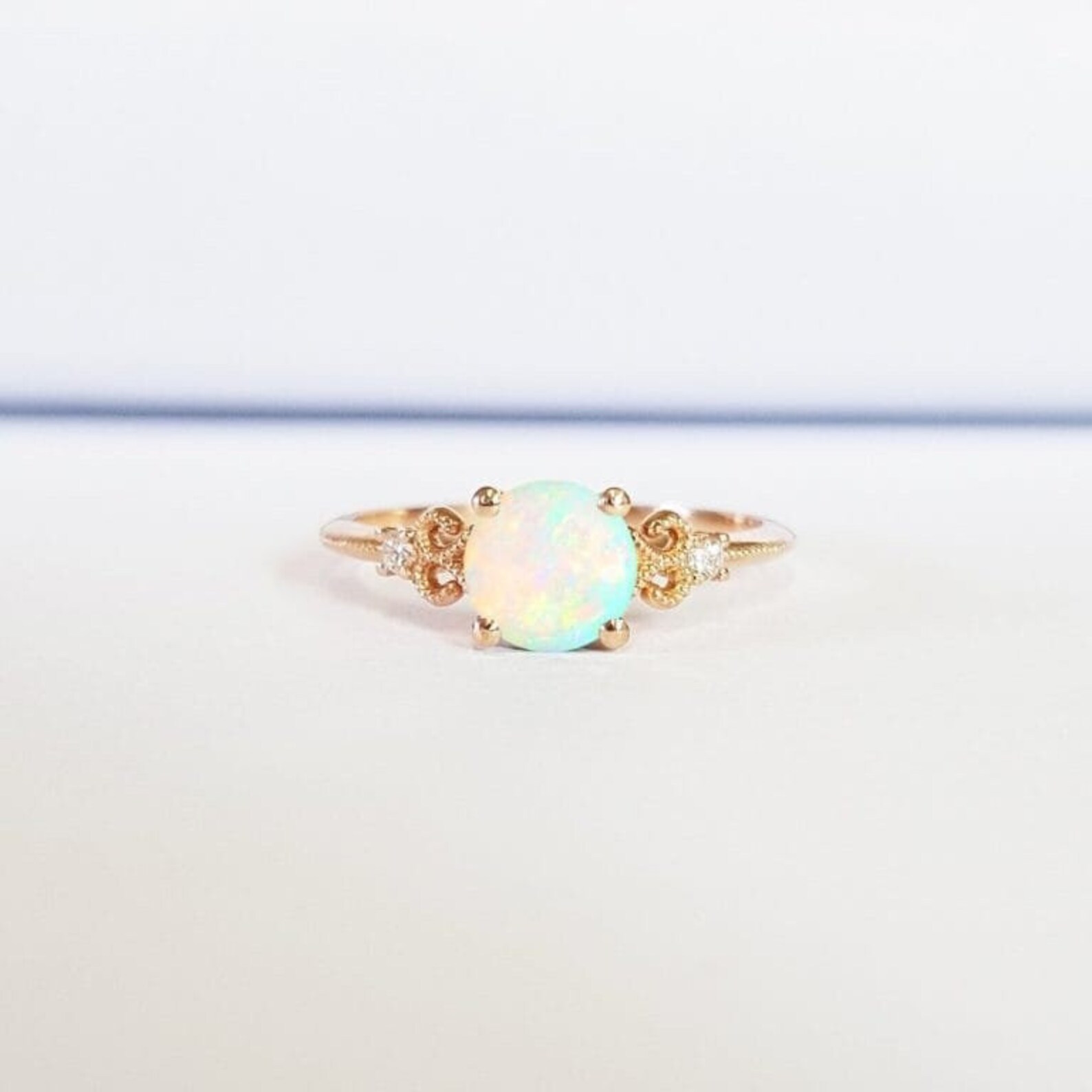 Natural Opal Ring, 925 Sterling Silver Opal Ring, Promise Ring, Fire ...