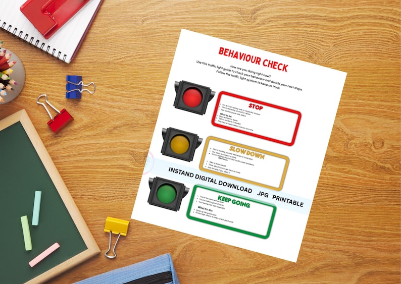 Traffic Light Behavior Chart, Kids Classroom Management (PDF, JPEG ...