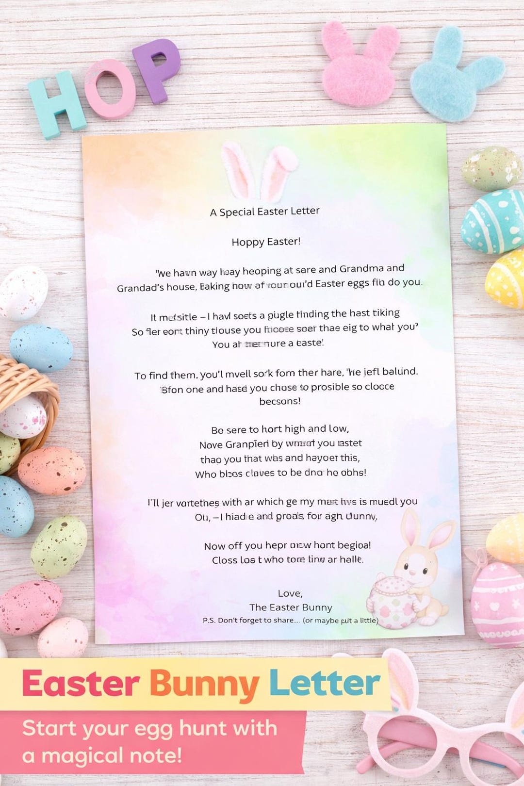 Printable Easter Bunny Letter, Easter Egg Hunt Letter for Kids ...