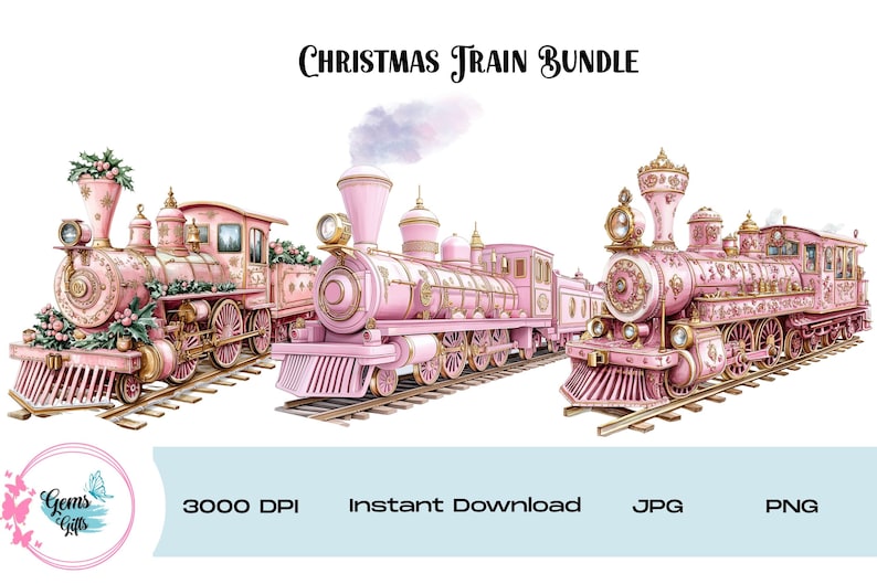 Christmas Train PNG JPG Clipart - Polar Express - Pink Train - Crafts ...