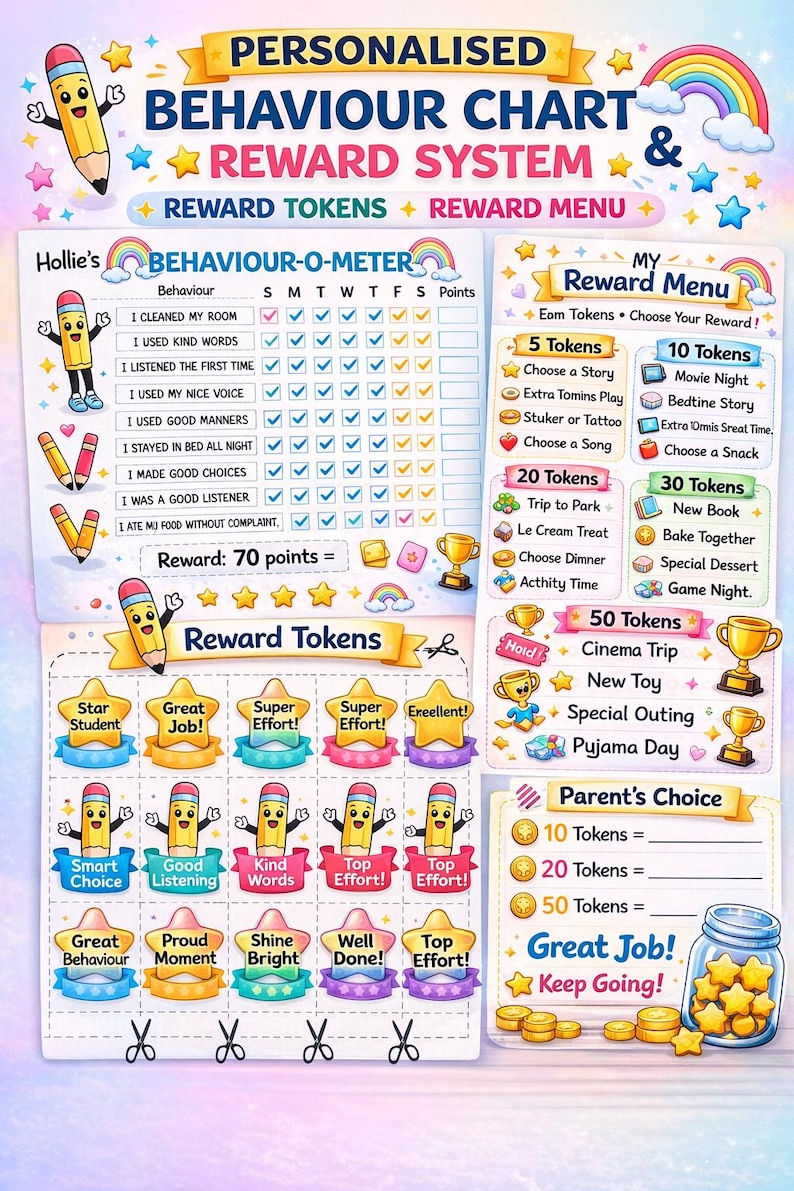 Behavior Chart Reward System for Kids – Printable Bundle to Improve ...