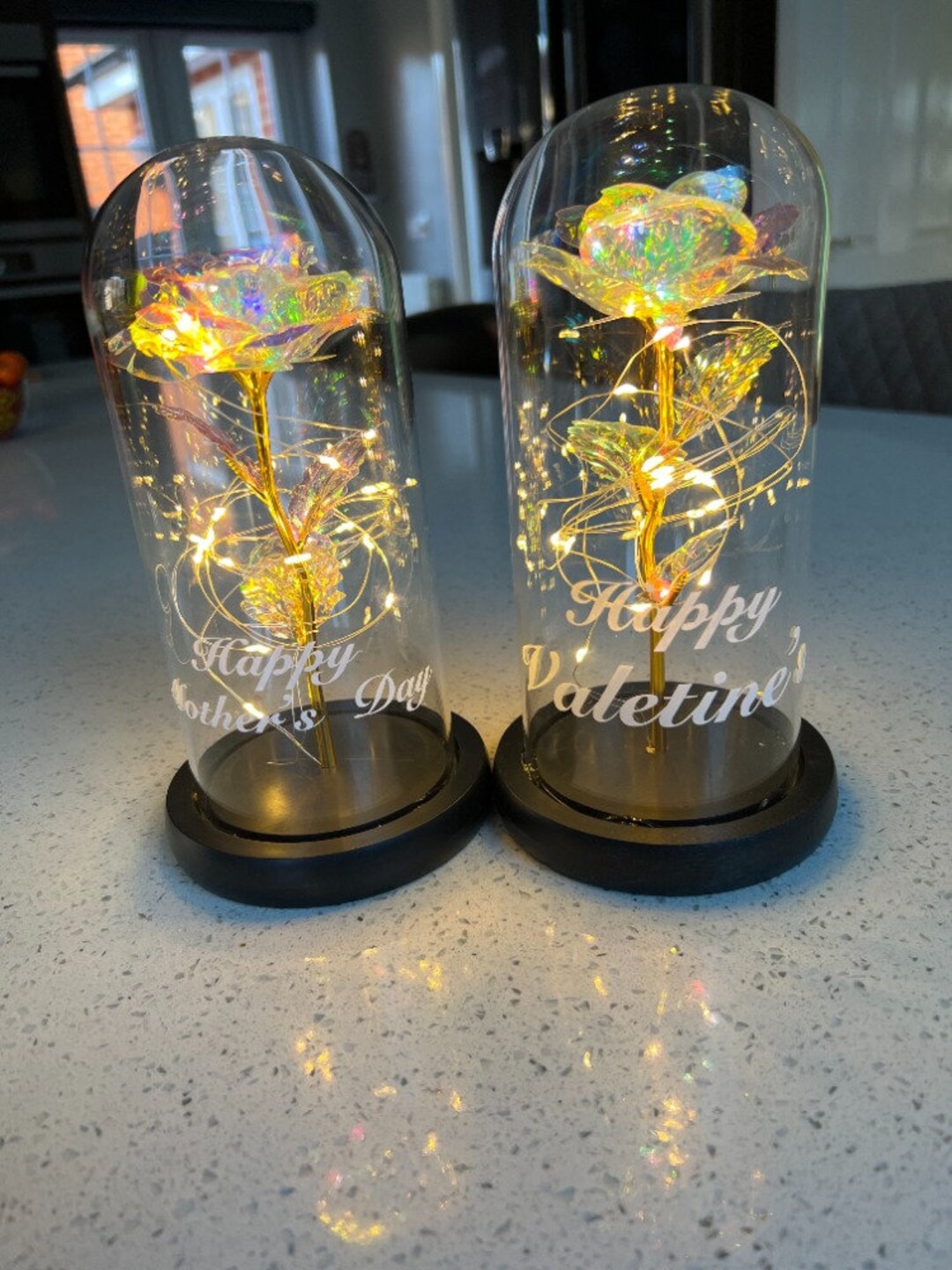 Eternal Rose LED Lights in Glass Dome. Wedding Mother's - Etsy