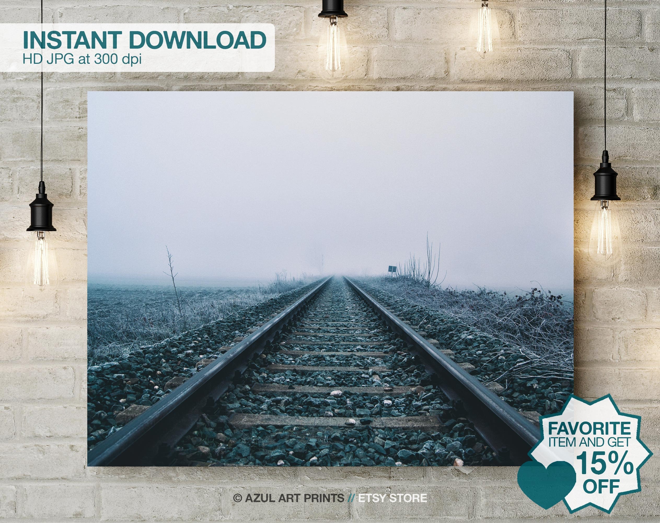 Railway Poster Printable. Railroad Track to Nowhere Wall Art. Winter ...