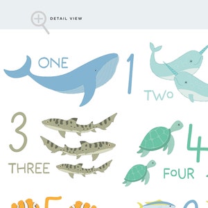 Ocean Animals Alphabet and Numbers Print Set; Nursery Wall Art; Kid's ...