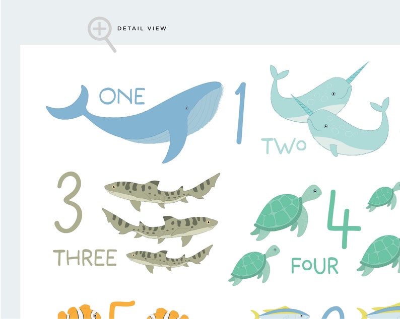 Ocean Animals Alphabet and Numbers Print Set Nursery Wall - Etsy