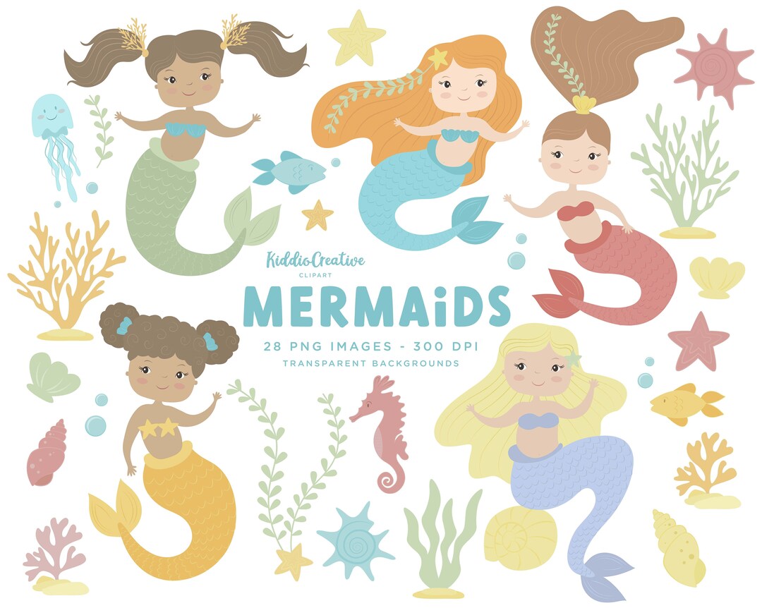 Mermaid Clipart Ocean Clipart Under the Sea Clipart Cute - Etsy UK