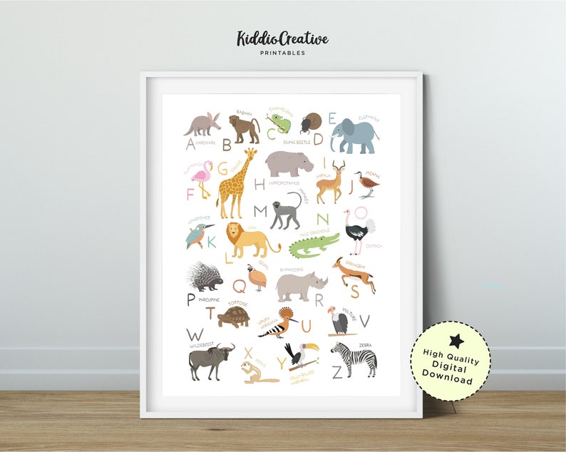 Safari Animal Alphabet Cute African Animals ABC Poster - Etsy