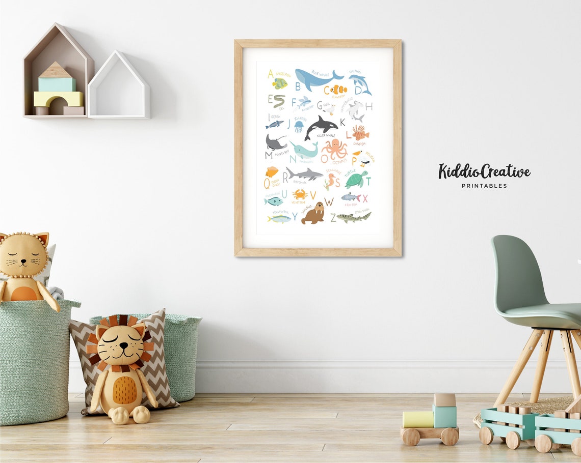 Ocean Animals Alphabet; Children's Ocean ABC Poster; Kids Room Decor ...