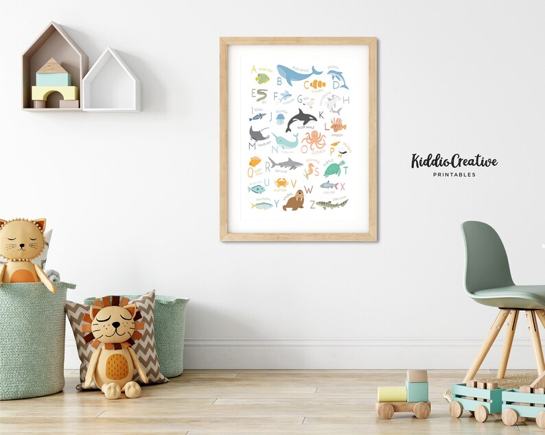 Ocean Animals Alphabet; Children's Ocean ABC Poster; Kids Room Decor ...