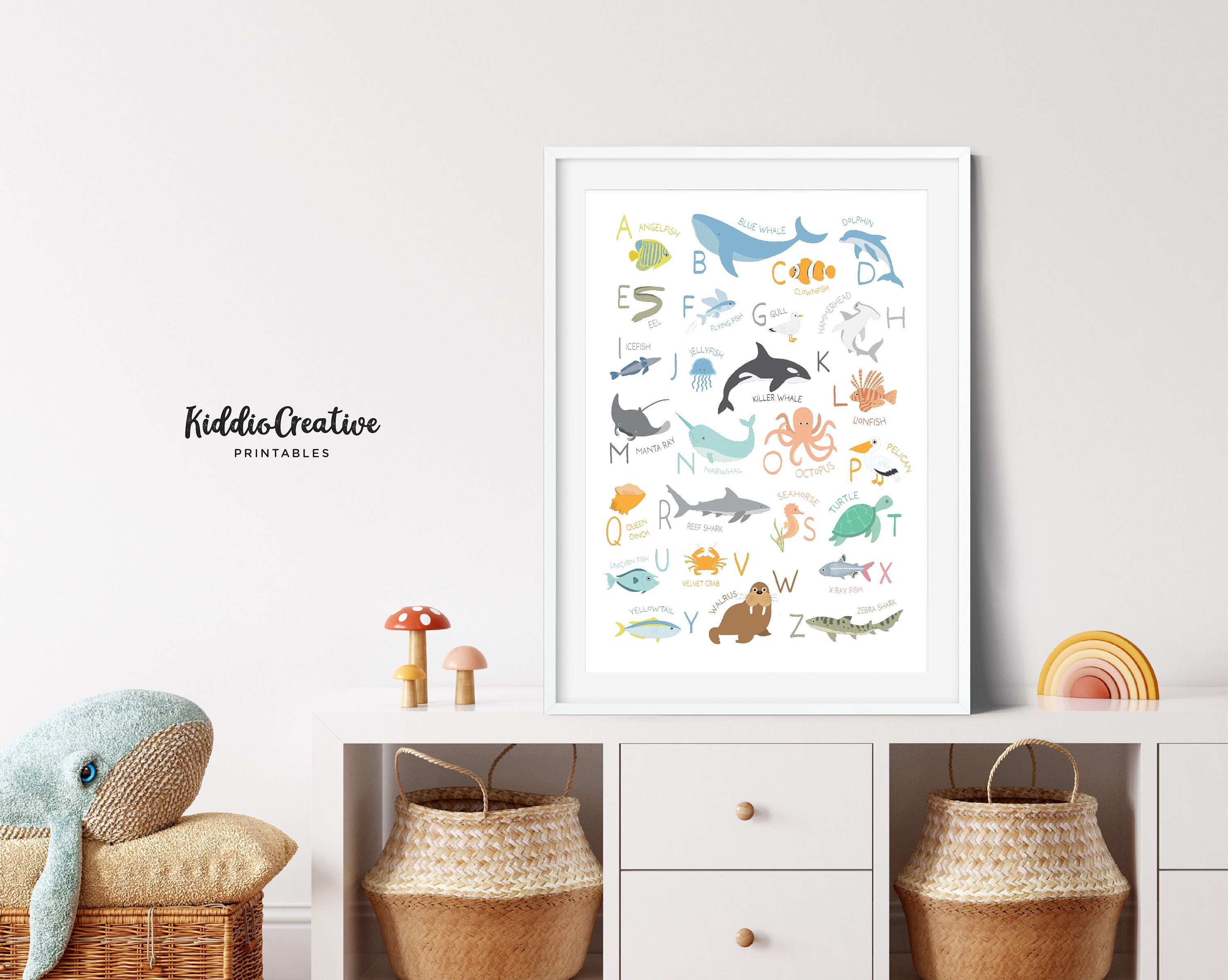 Ocean Animals Alphabet; Children's Ocean ABC Poster; Kids Room Decor ...